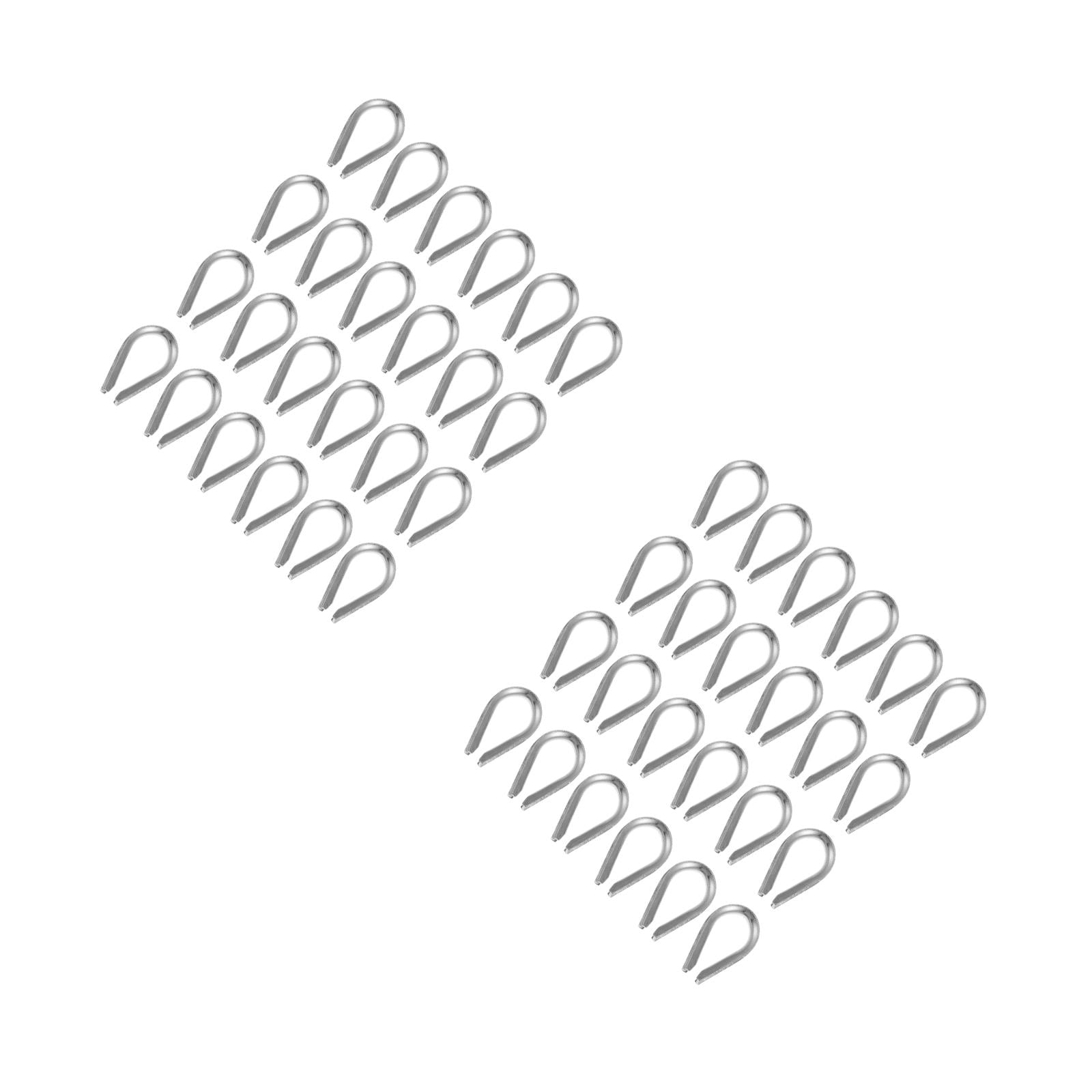 WORGEOUS 48 pcs Stainless Steel Wire Rope Cable Thimbles Rigging Wire ...