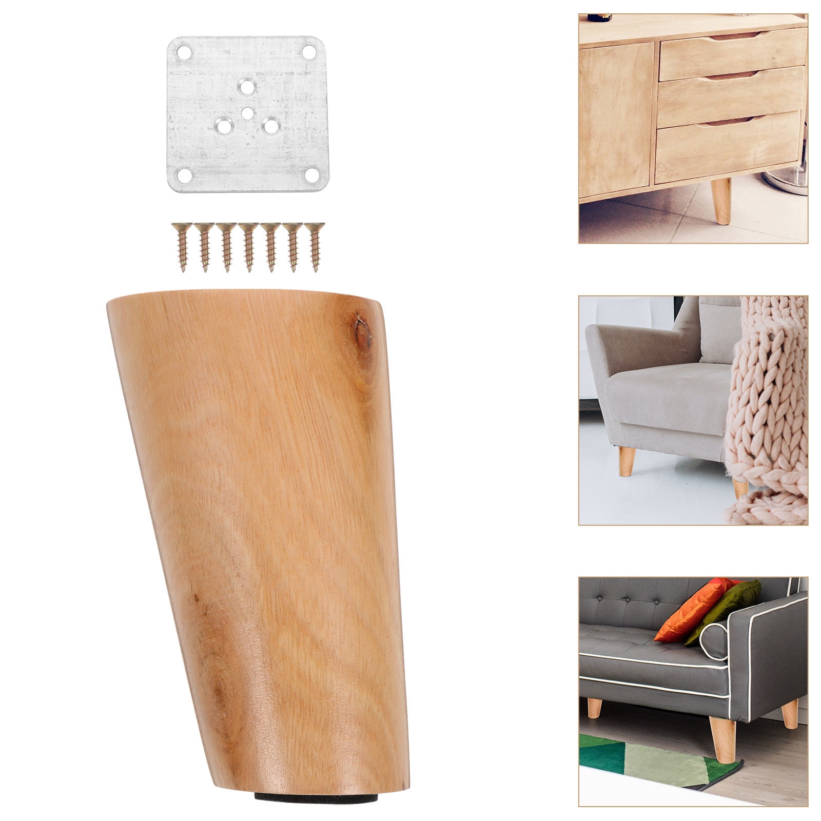 Worgeous Furniture Legs Feet Solid Wood Tapered Leg for 4Pcs 10X5.5Cm ...