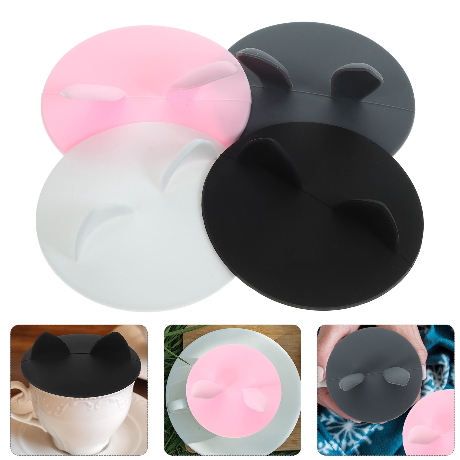 Worgeous 4Pcs Creative Silicone Cup Lids with Rabbit Ear Design for ...