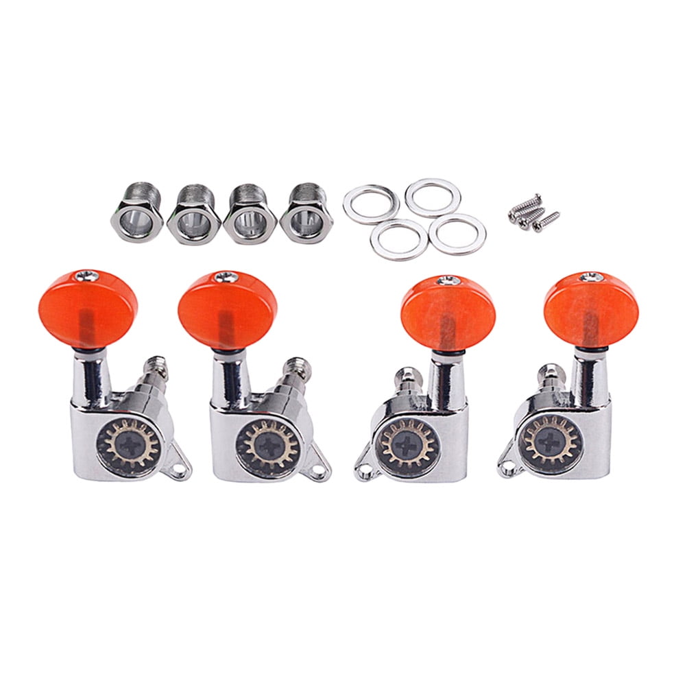 Worgeous 4pcs 2L 2R Enclosed Ukulele Tuning Pegs Tuners Nickel Machine ...