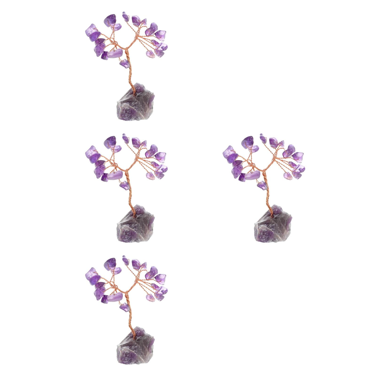 Worgeous 4pcs Amethyst Money Tree Copper Wire Natural Crystal Tree ...