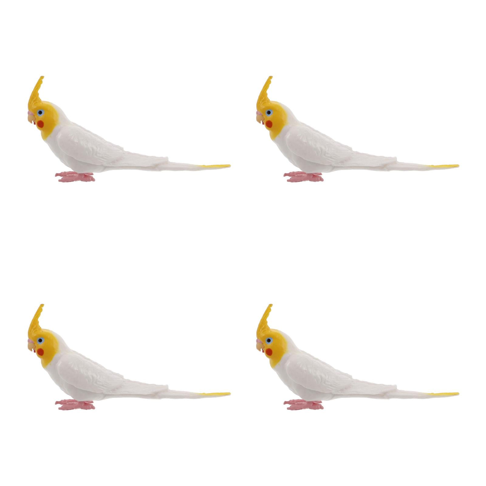 Worgeous 4pcs Simulation Cockatiel Parrot Model Realistic Bird Figurine ...