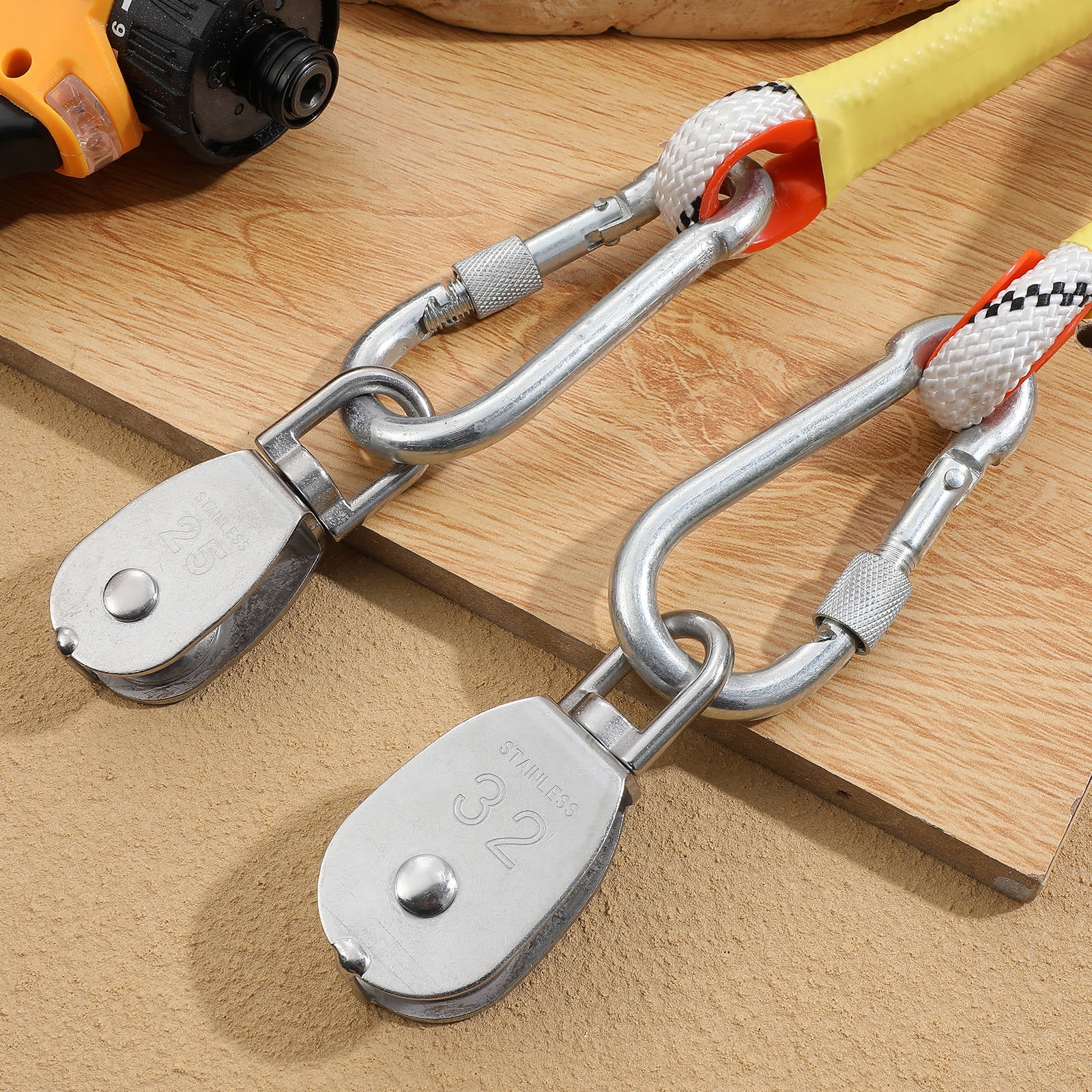 Worgeous 4pcs Single Pulley Block Stainless Steel Swivel Pulley For ...