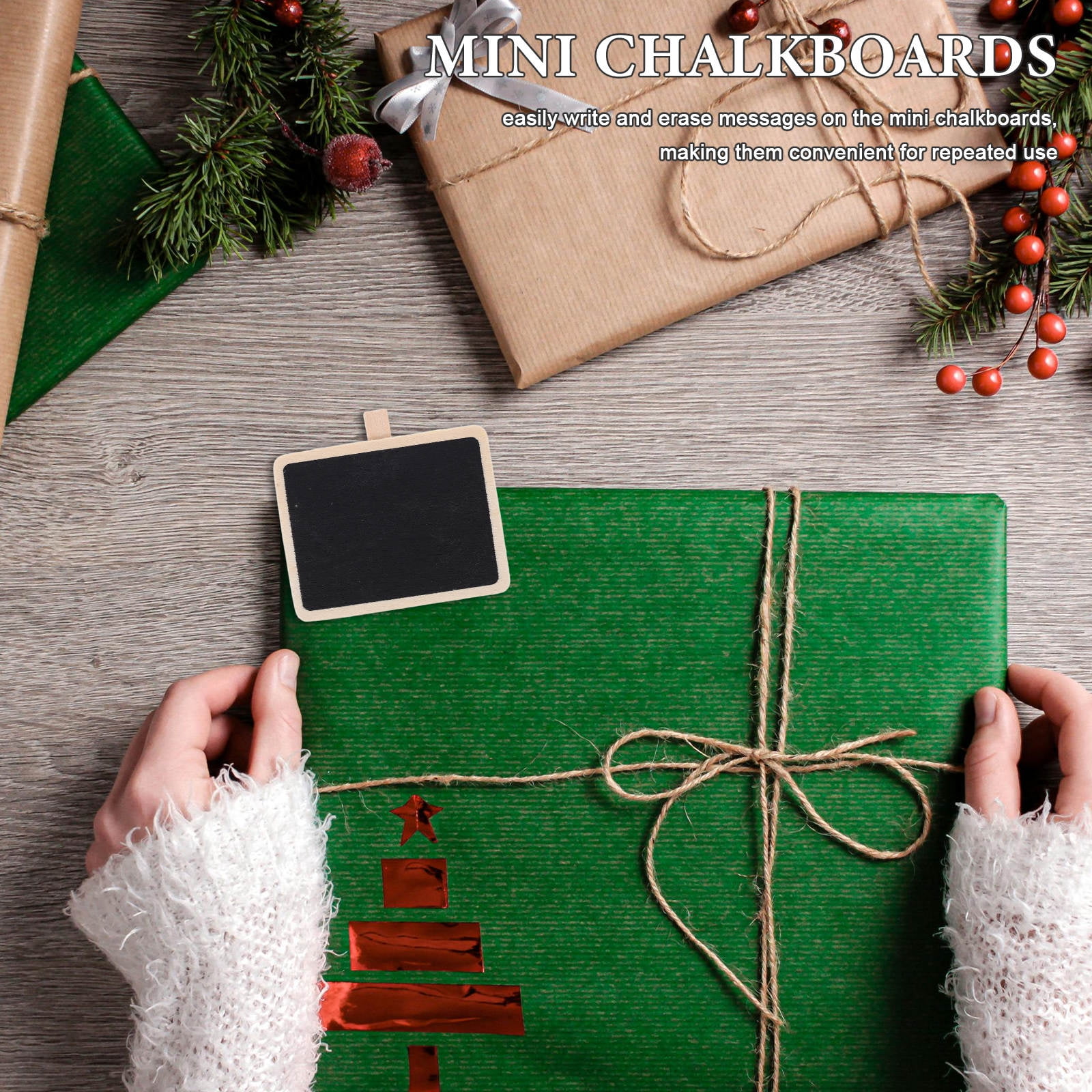 Worgeous 4pcs Small Wooden Chalkboard Clips Multi Functional Mini ...