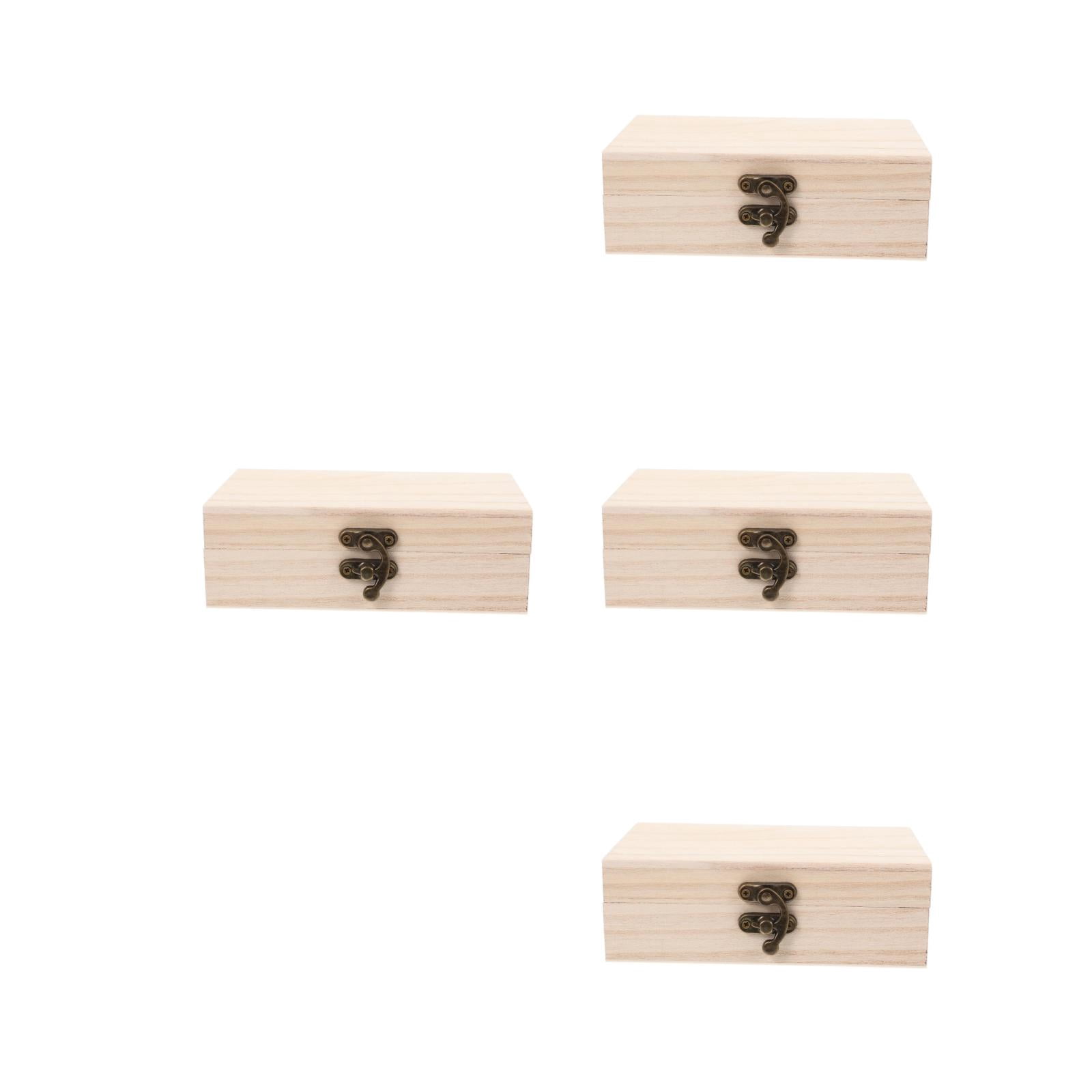 Worgeous 4pcs Unfinished Wood Keepsake Box with Lockable Lid wood ...