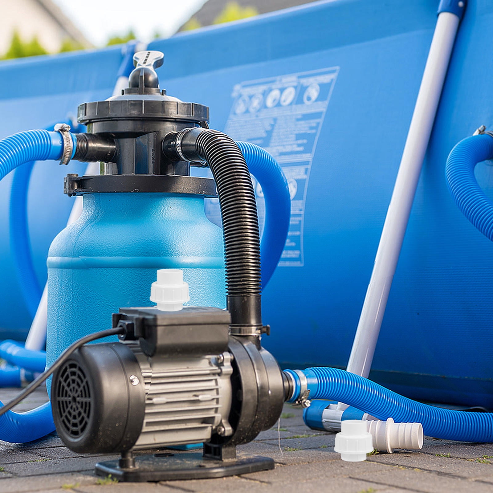 Worgeous 4pcs White Pvc Union Pipe Fittings Pipe Connectors Adapter ...