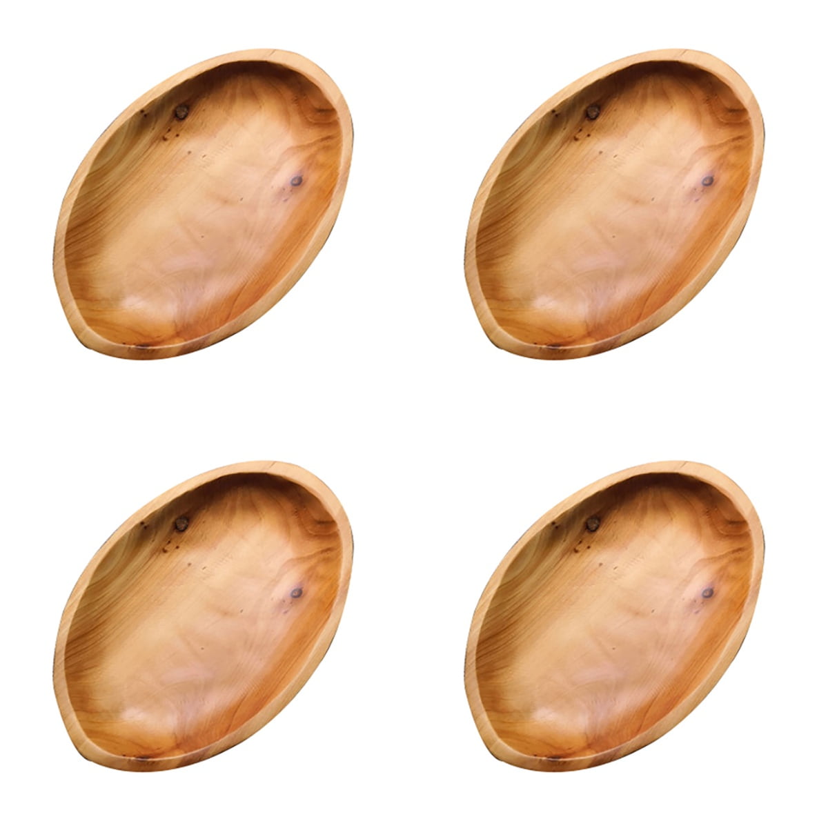 Worgeous 4pcs Wood Fruit Tray Hotel Oval Food Tray Restaurant Snack ...