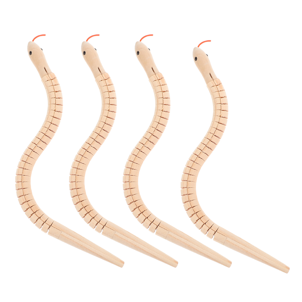 WHAMVOX 4 Pack Blank Wooden Wiggly Snake Toy for Kids DIY Flexible ...