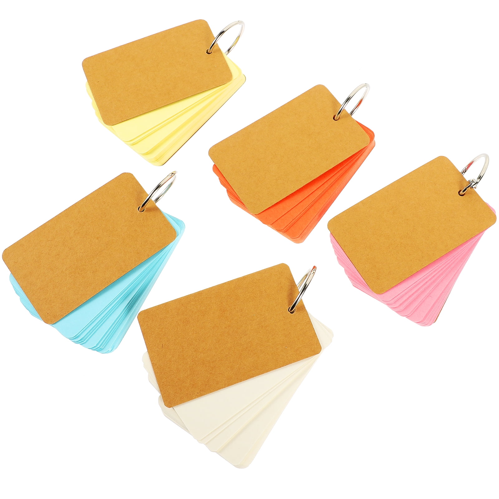 Worgeous 5 Books of Binding Ring Blank Flash Cards Portable Memo Card ...