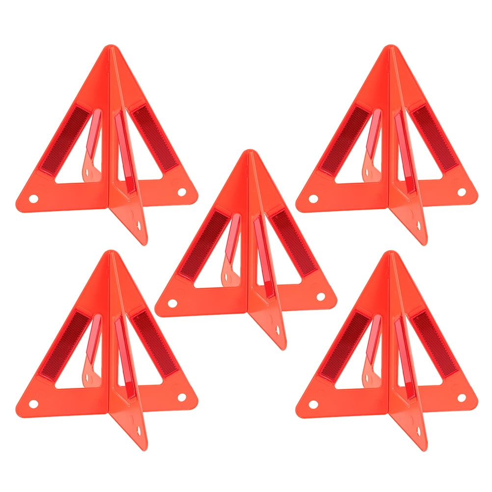 Worgeous 5 Pcs Car Warning Sign Reflective Signs Triangle Racks Folding ...