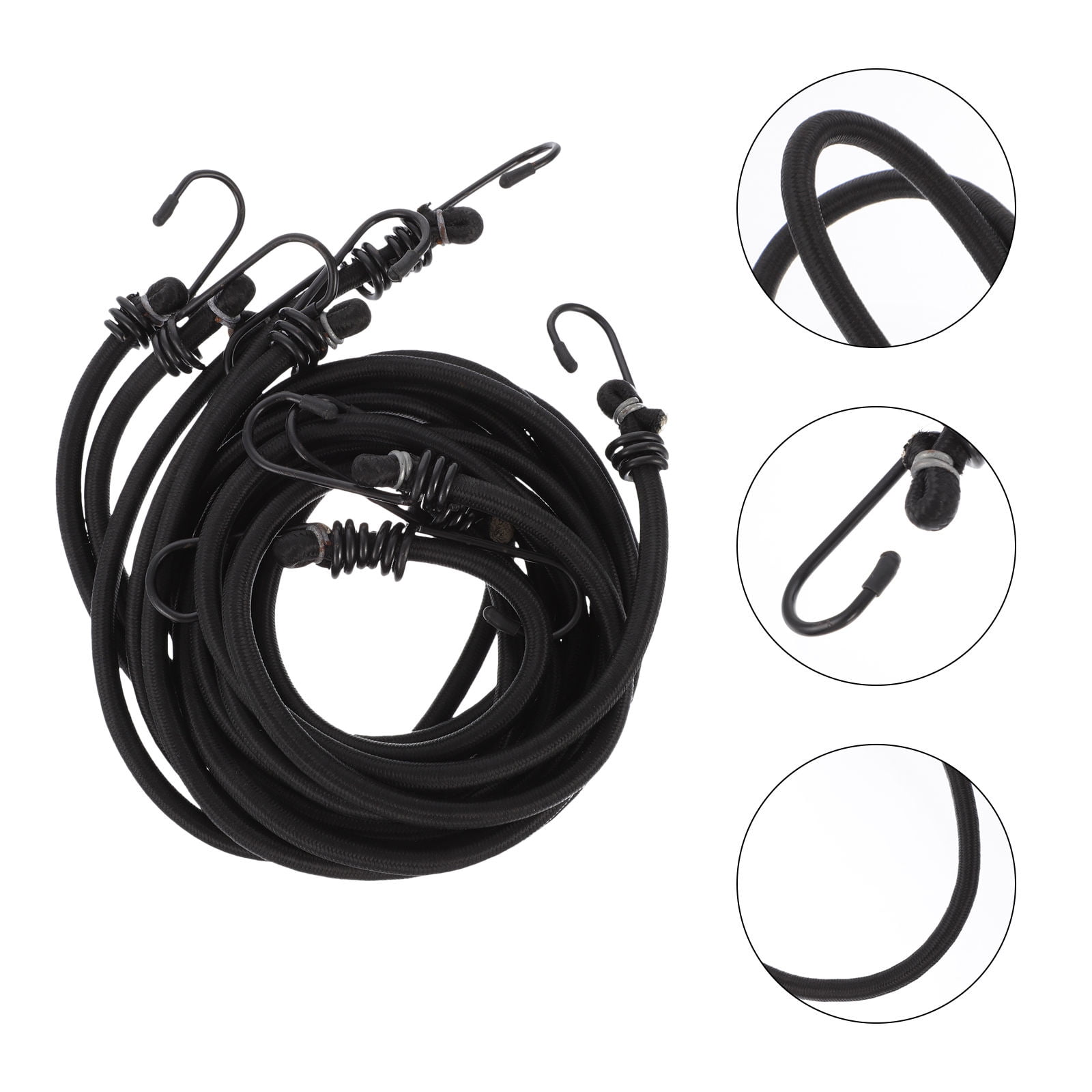 Worgeous 5 Pcs Cargo Binding Belt Cord Bungee Cords with Hooks Black ...