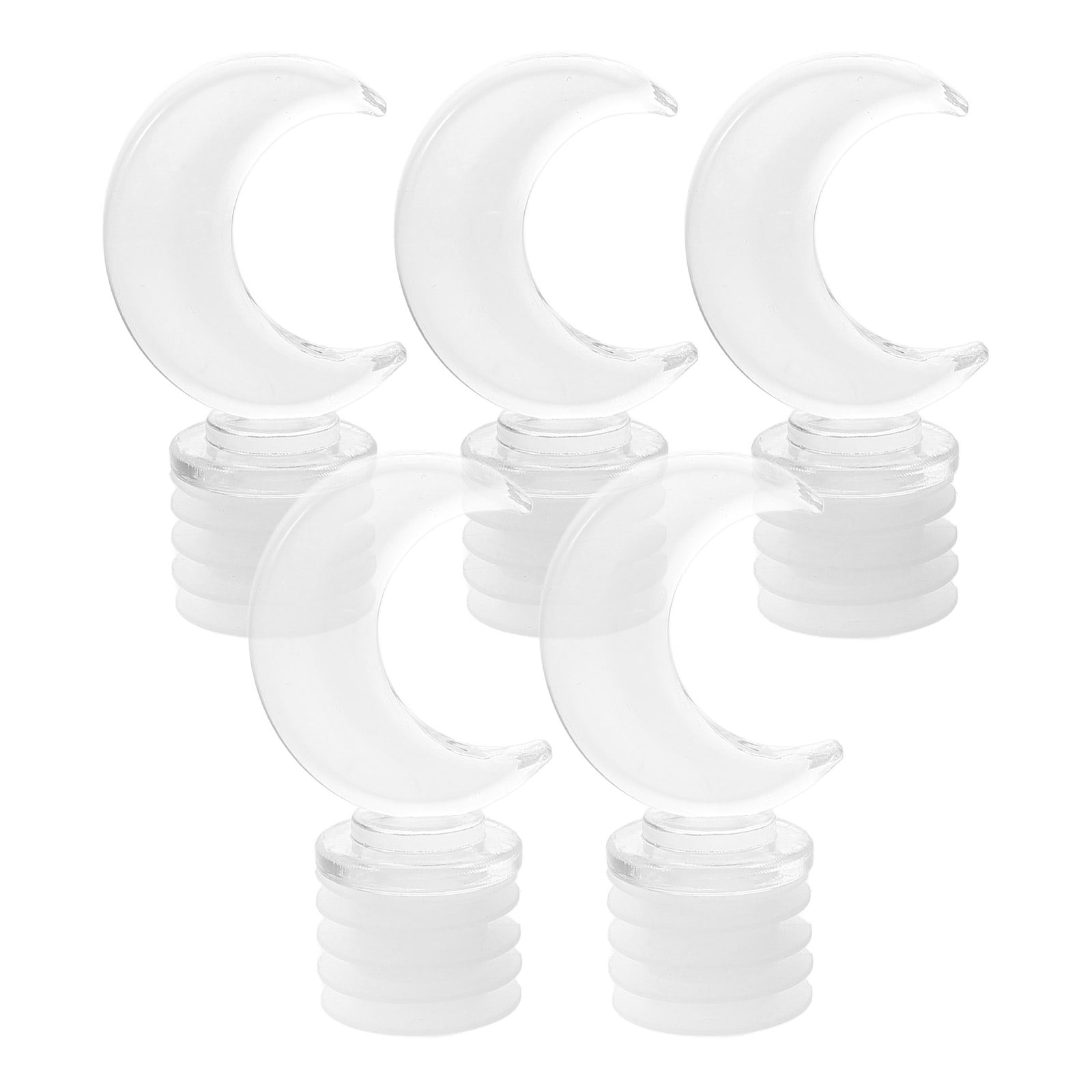 Worgeous 5 Pcs Clear Plastic Bottle Stopper Moon Shaped Glass Bottle ...