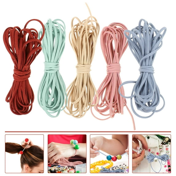 Worgeous 5 Pcs Elastic Thread Rubber Band Ties Beaded Bracelets Hair ...