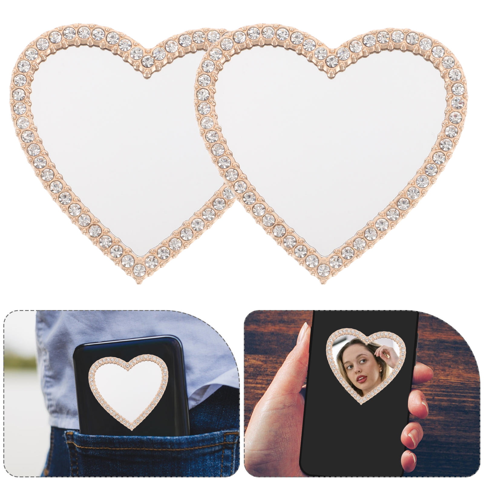 Worgeous 5 Pcs Heart Shaped Travel Handheld Mirror For Girls For Purse ...