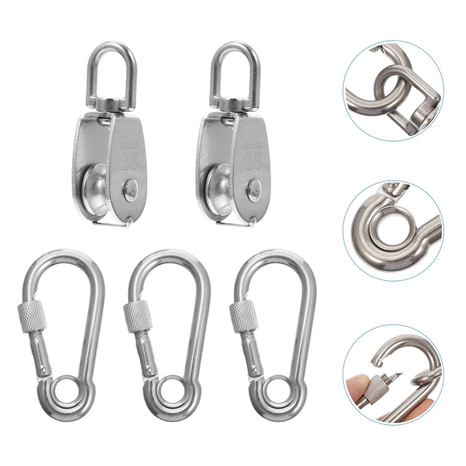 Worgeous 5 Pcs Pulley Wire Rope Idler Cable Heavy Duty Fitness Silver ...