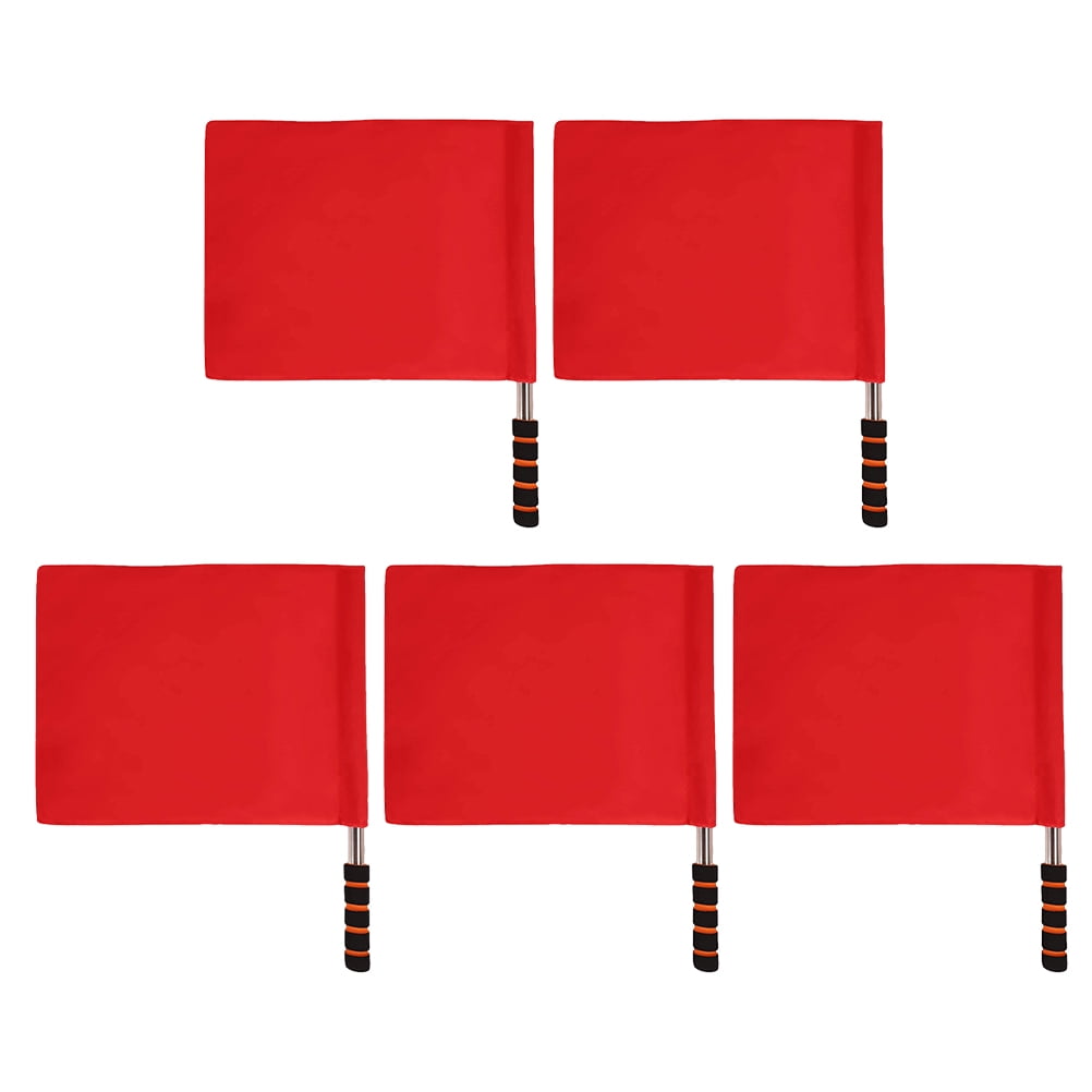 Worgeous Durable Stainless Steel Soccer Referee Flags for Professional Use Red Color Lightweight ...