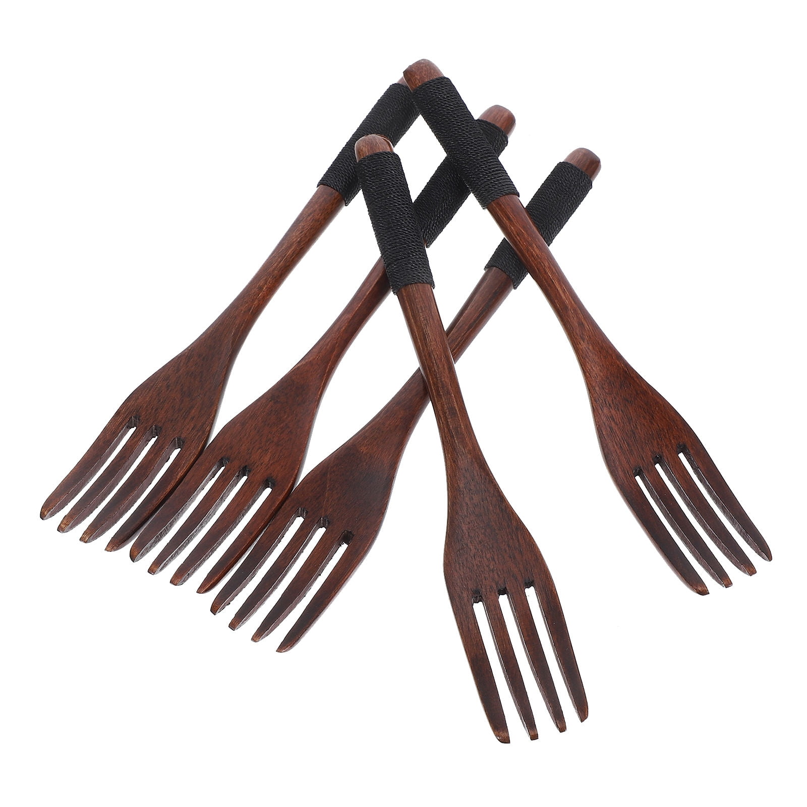 Worgeous 5 Pcs Wooden Forks Set Wood Dinner Forks Reusable Flatware ...