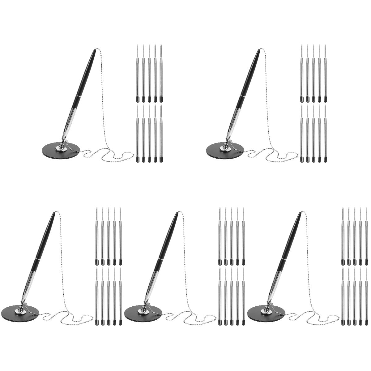 Worgeous 5 Sets Desktop Pens with Chain Multi-use Business Pens ...