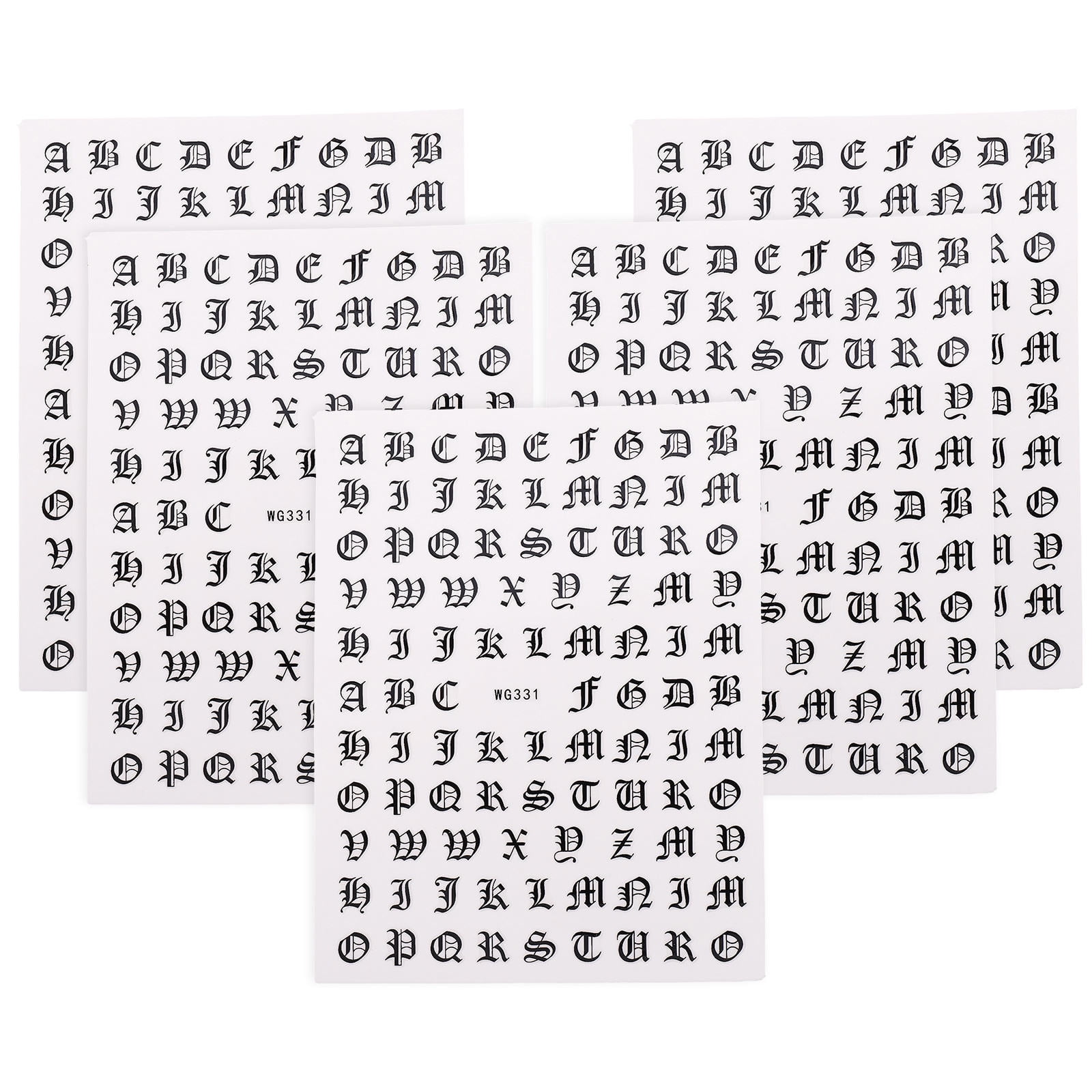 Worgeous 5 Sheets Nail Decal Cute Stickers Nails UV Stitch Art Black ...