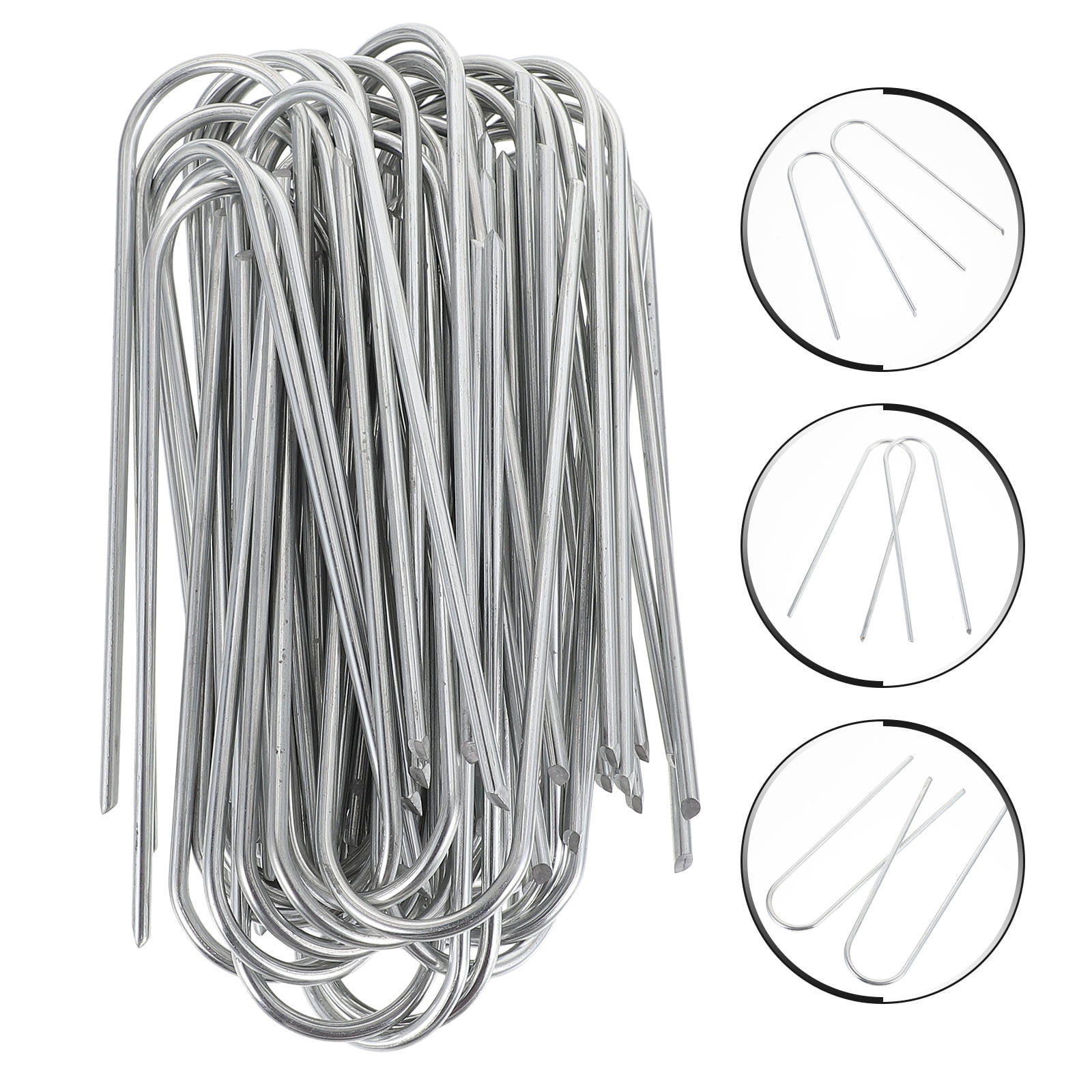 Worgeous 50 Pcs Plant Stakes and Supports Ground Peg Grass Pegs Silver ...