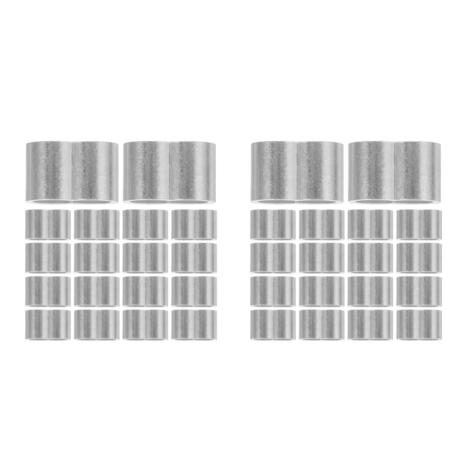 Worgeous 50 pcs Aluminum Crimping Sleeve Wire Rope Sleeves Double Cable ...