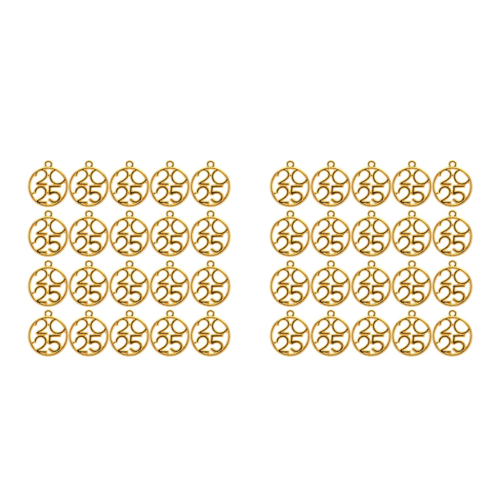 Worgeous 50 pcs Year 2025 Charms 2025 Year Letter Charms Pendant for ...