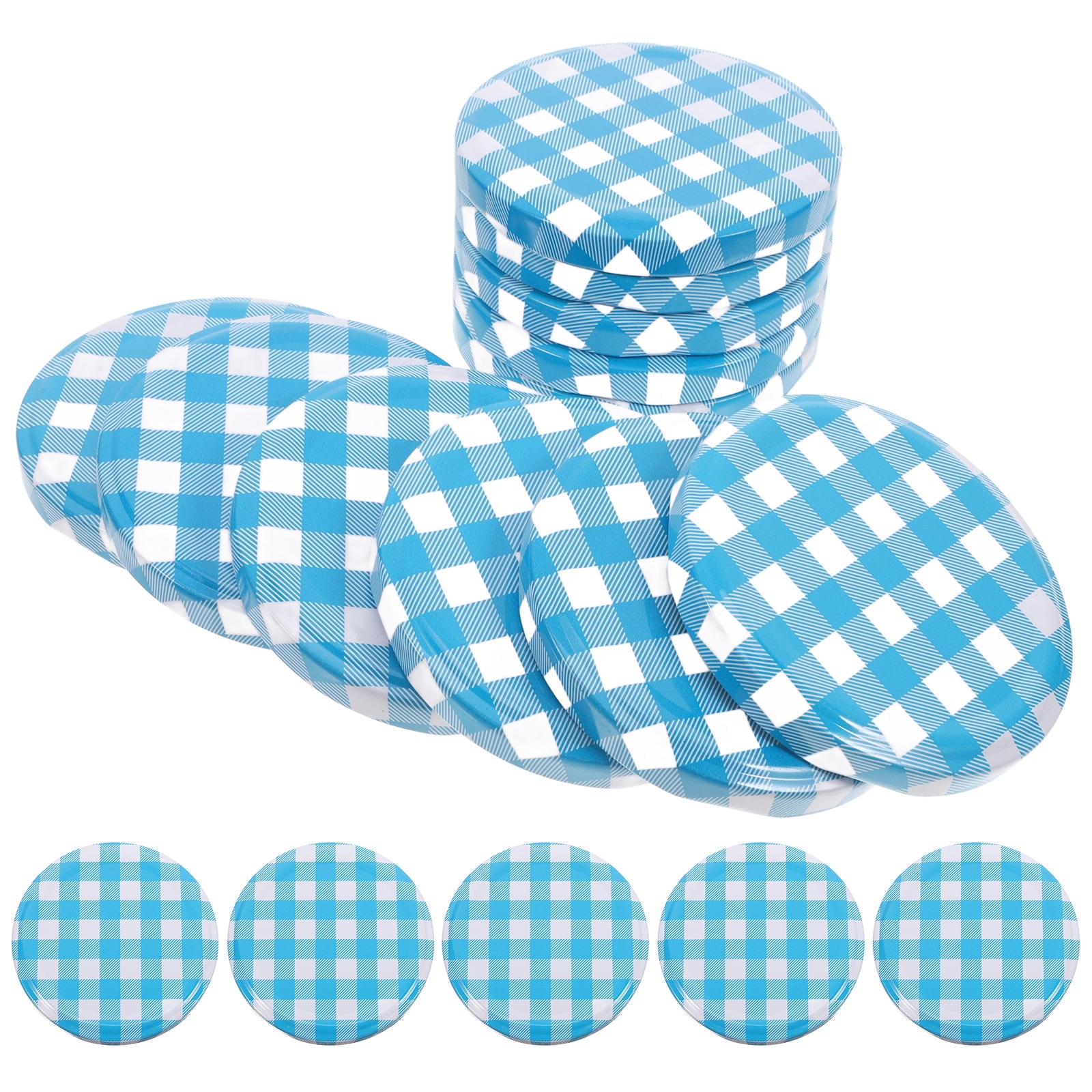 Worgeous 50PCS Wide Mouth Jar Lids Plaid Decorative Canning Lids Jelly ...