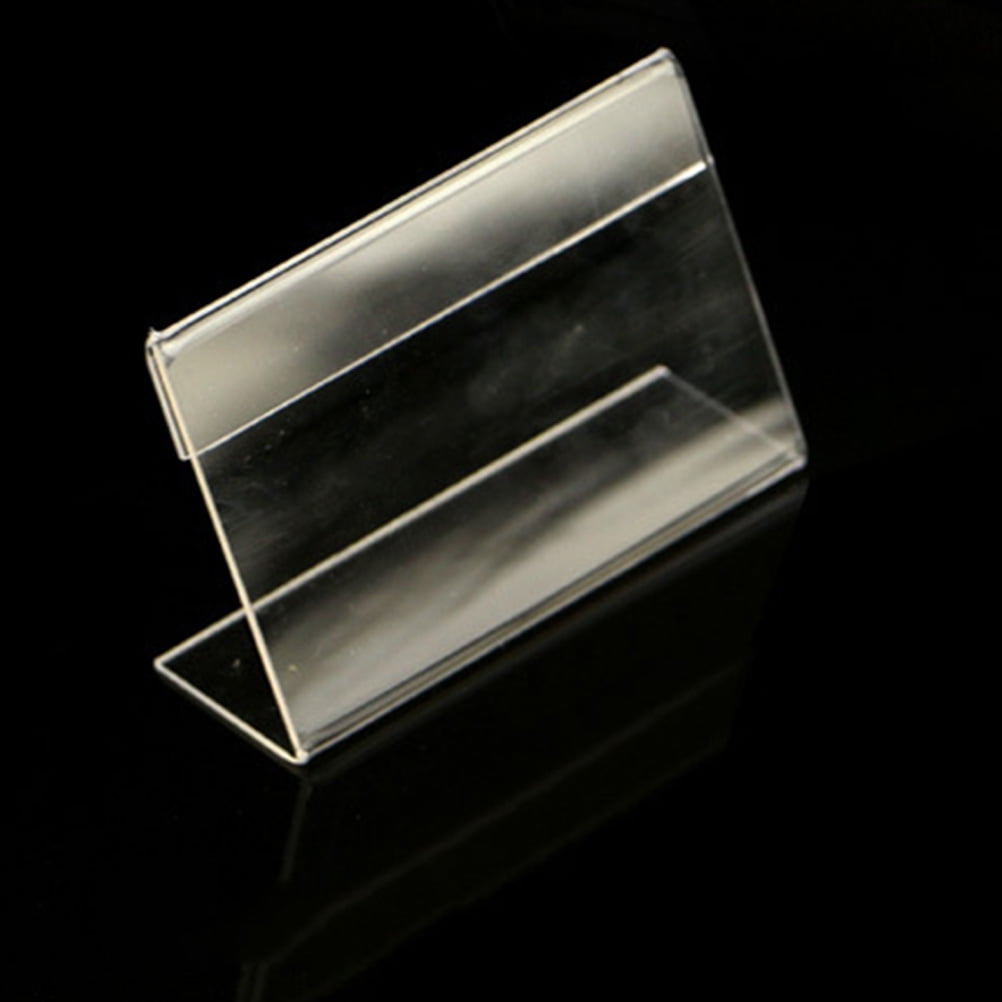 FONDOTIN 50Pcs L Shape Sign Holder Acrylic Transparent Slanted Display ...