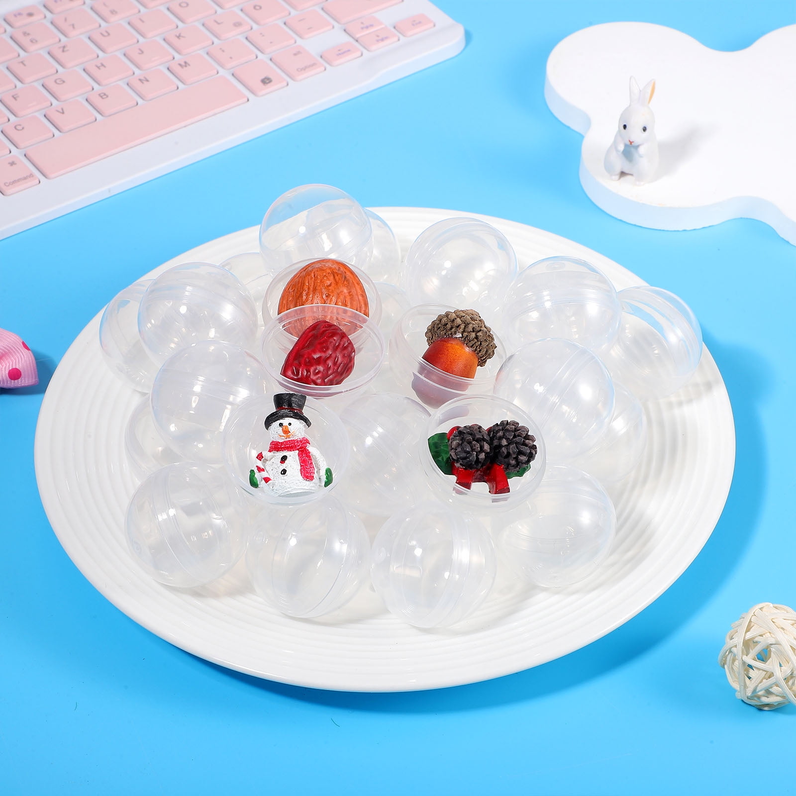 Worgeous 50Pcs Transparent Round Plastic Fillable Capsules Balls For ...