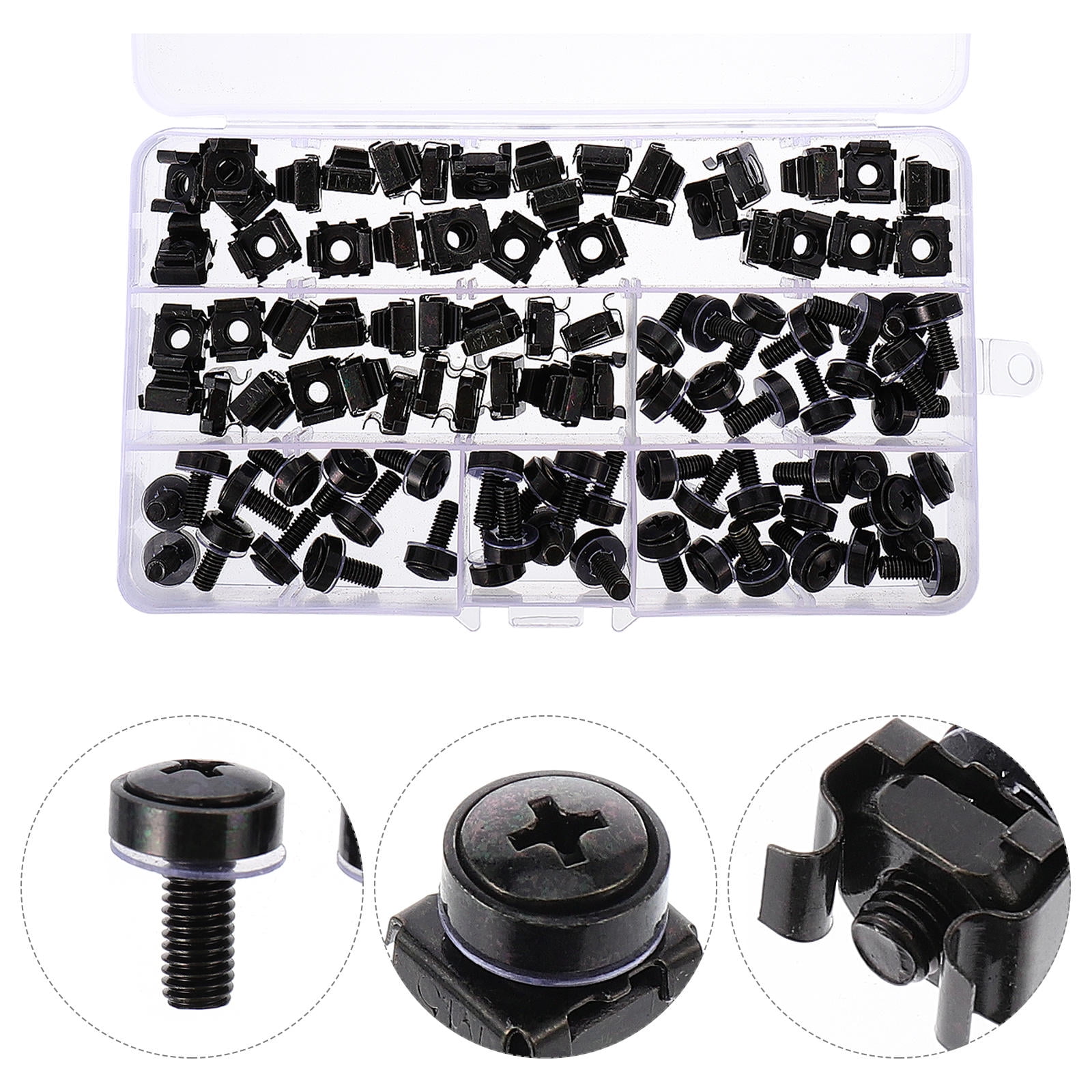 Worgeous 50pcs Computer Rack Mount Cage Square Lock Insert Nuts with ...
