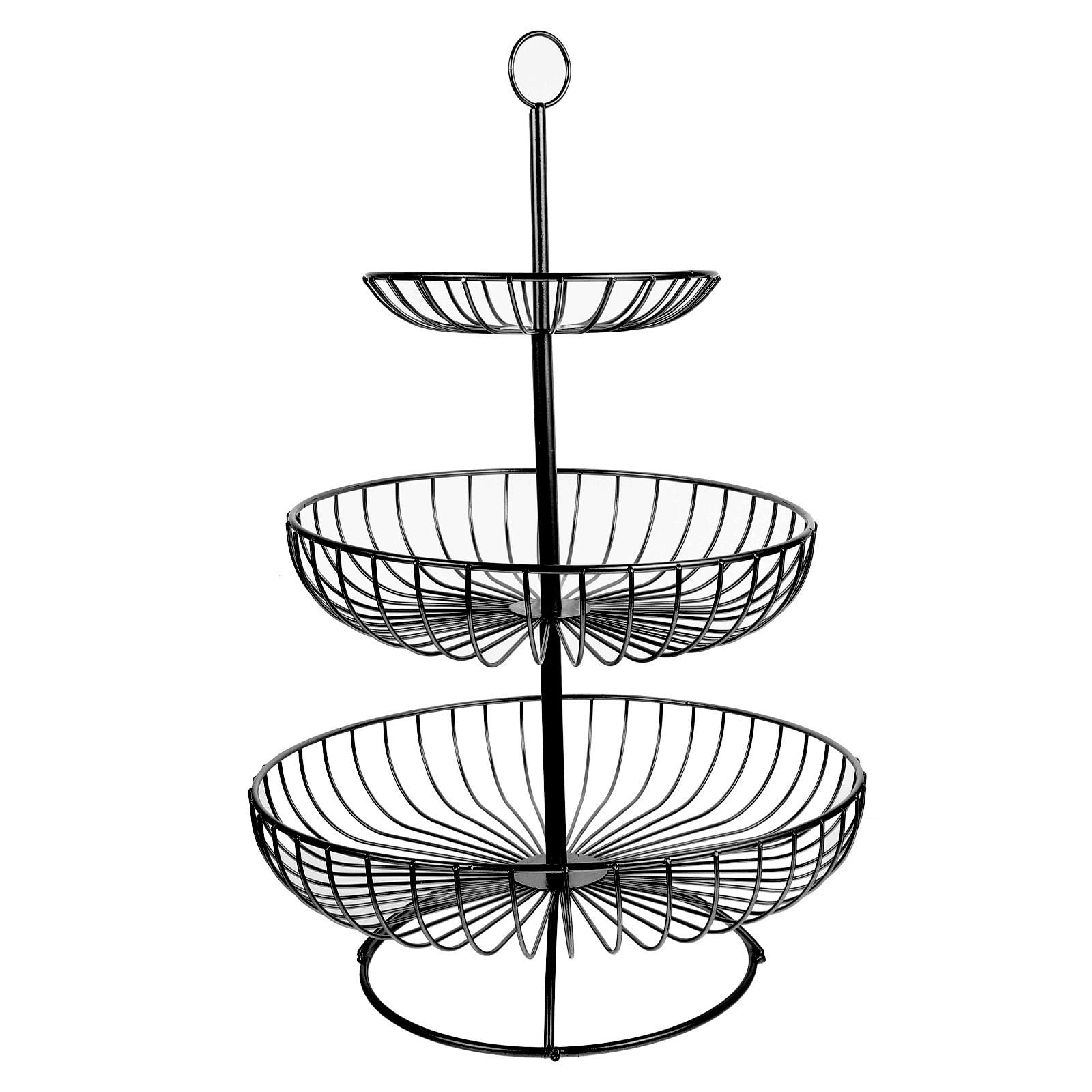 Worgeous Fruit Basket Stand Iron Wire Bowl Rack Black 1Pcs 11.79X11 ...