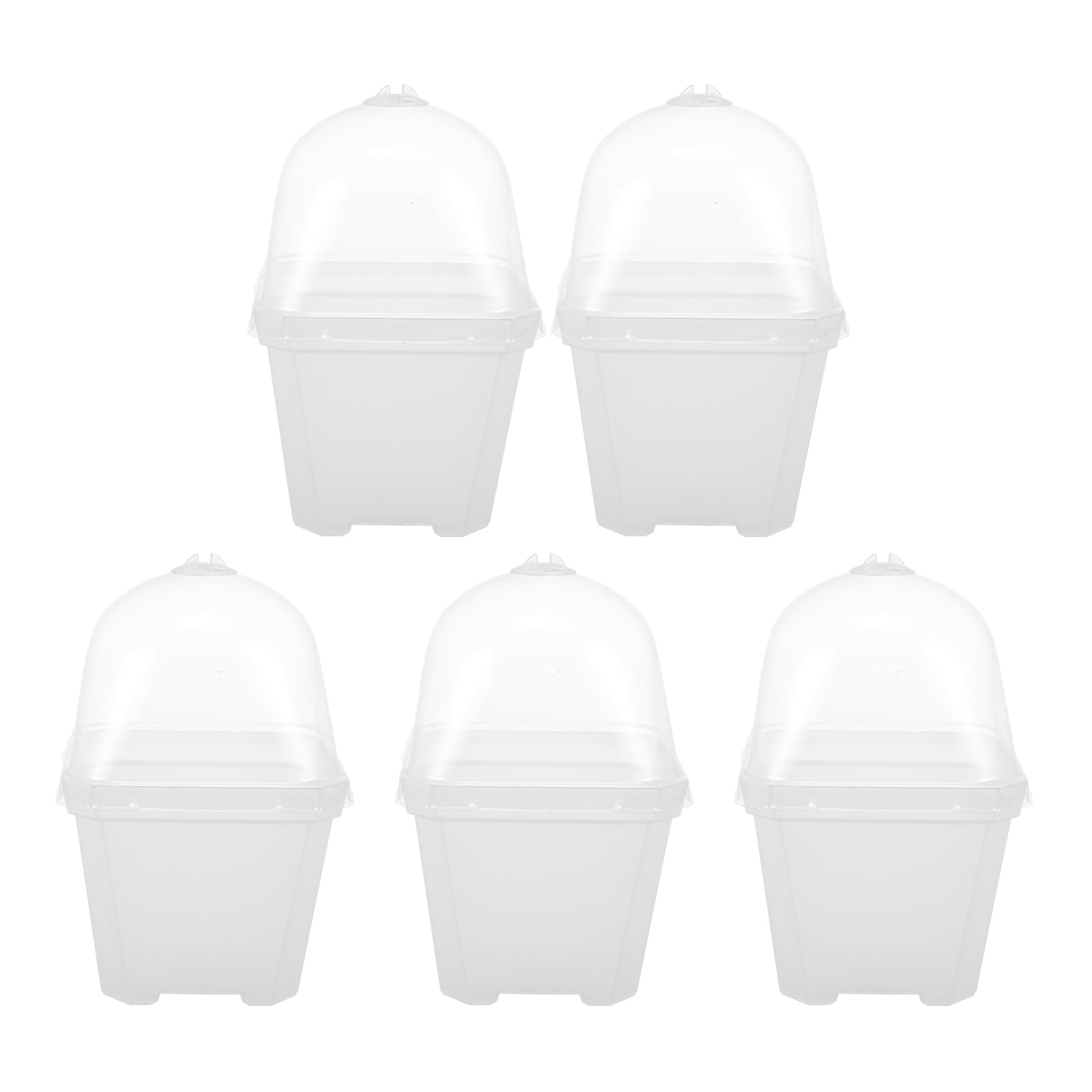 Worgeous 5Pack Transparent Plastic Pots for Gardening with Square Shape ...