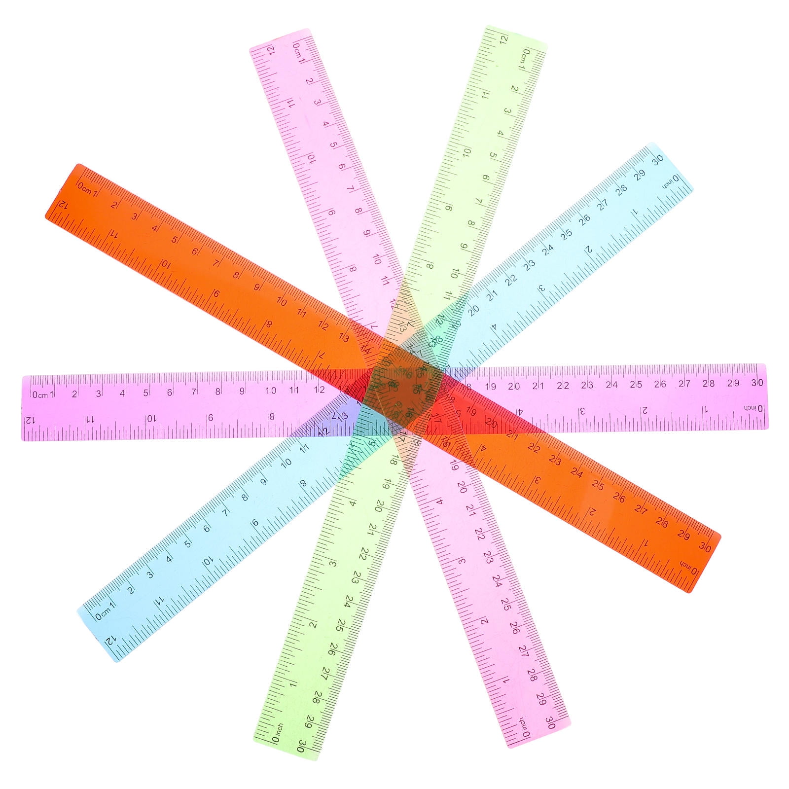 Worgeous 5Pcs Students Rulers Measuring Ruler Plastic Ruler Reusable ...
