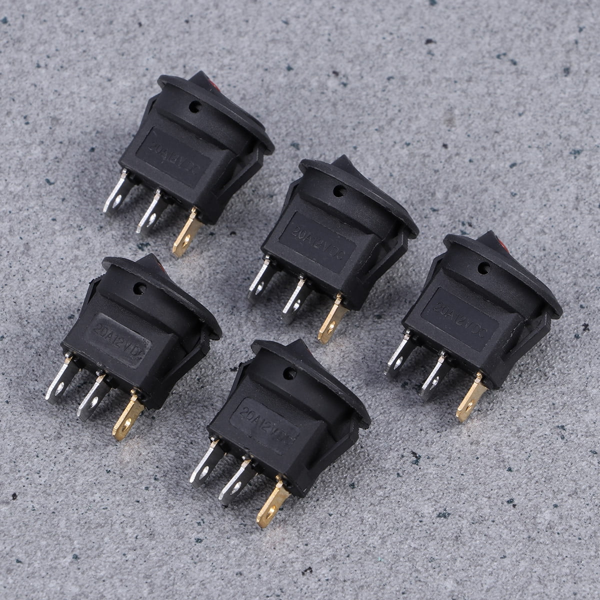 Worgeous 5pcs 12V 16A 3-Pin Round On / Off LED Reset Push Button for ...