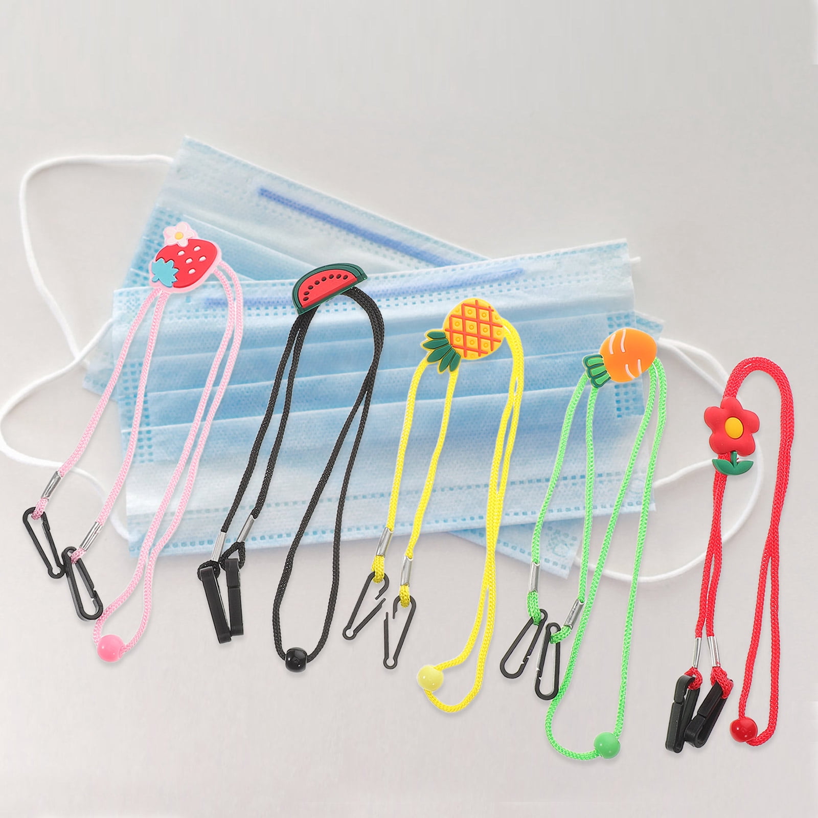 COSMOBETTY Face Mask Retainer Black Adjustable Length for Children 5Pcs ...