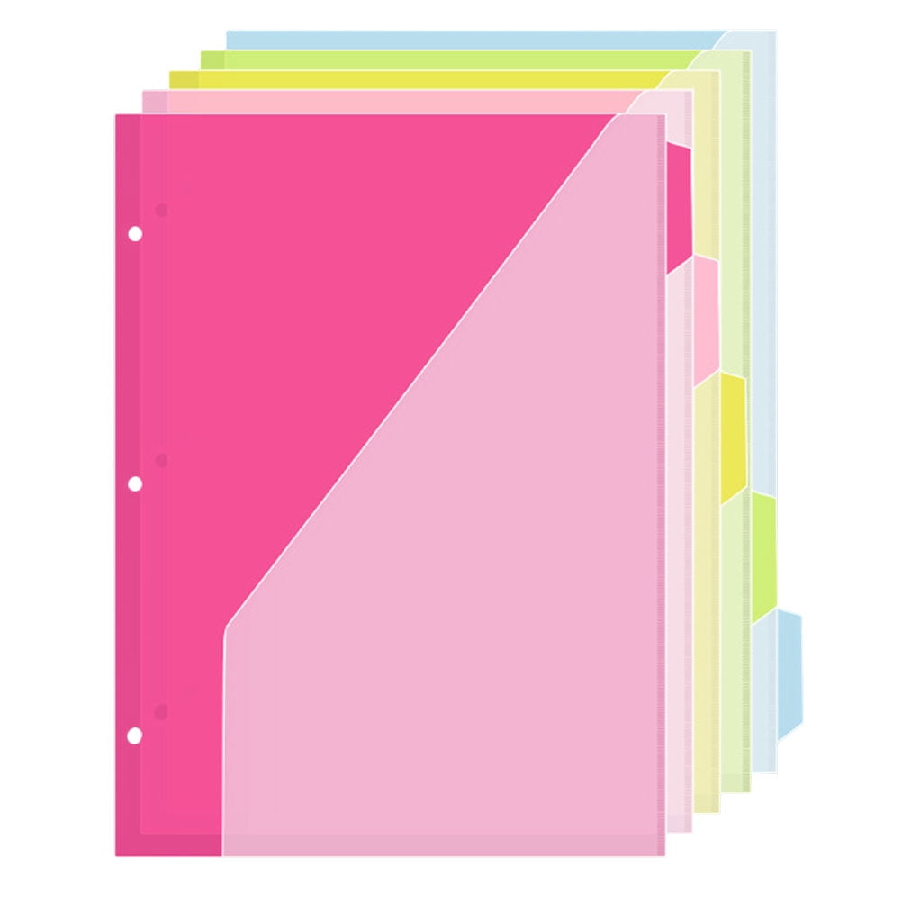 WHAMVOX 5pcs Binder Dividers with Pockets and Tabs 3 Hole Punched ...