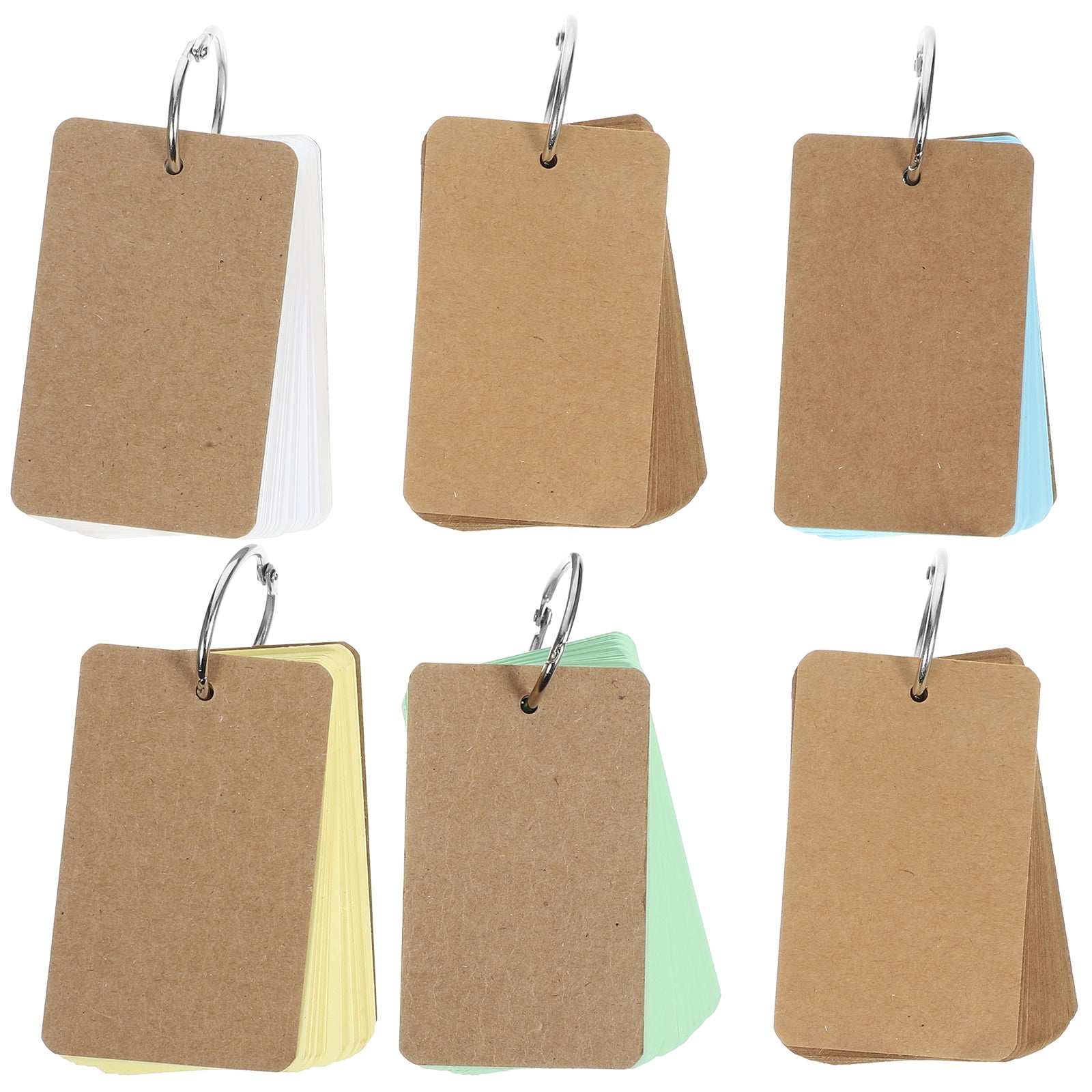 Worgeous 6 Books of Binding Ring Blank Flash Cards Portable Memo Card ...