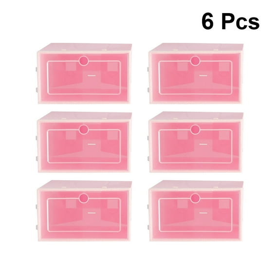 Worgeous 6 PCS Shoe Box Shoebox Shoes Boxes Clear Containers Bin Pink ...
