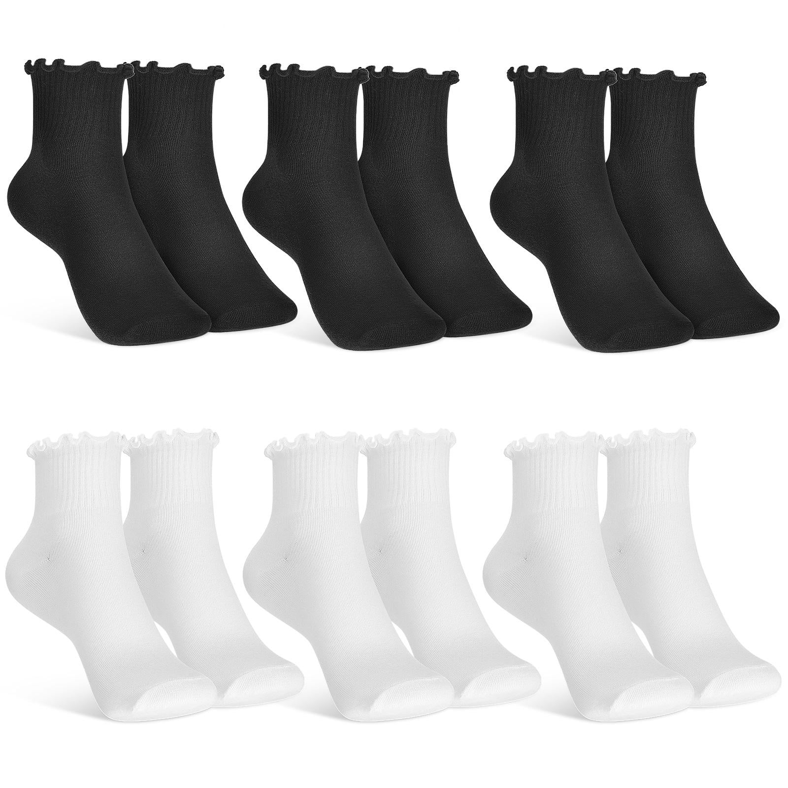 Worgeous 6 Pairs Ruffle Socks For Women Cute Ruffle Ankle Socks Crew ...