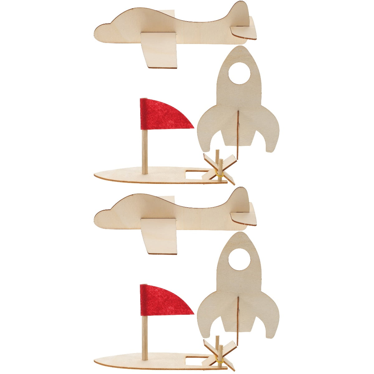 Worgeous 6 Pcs Kids DIY Airplane Wood Unfinished Airship Ship Toy ...