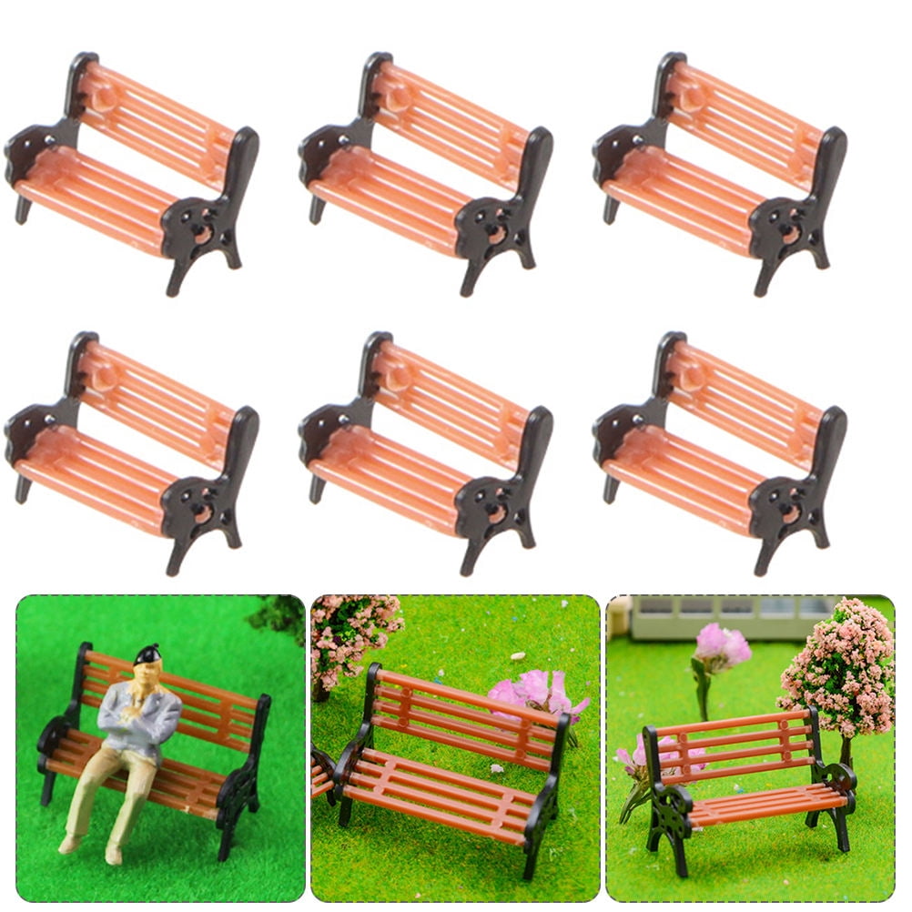 Masteelf 6Pcs Mini Garden Bench Model for Childrens Toy Orange Plastic ...