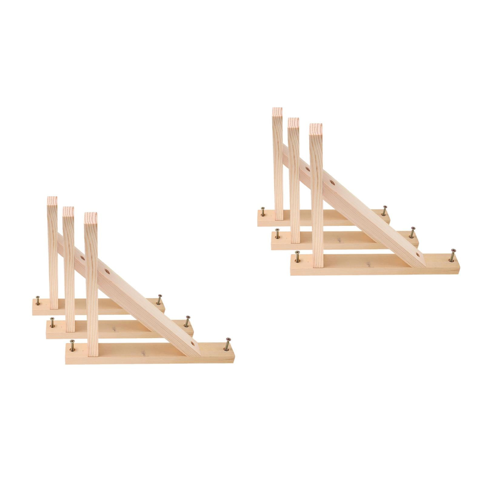 Worgeous 6 Pcs Wall Mount Wood Shelf Bracket Triangle Wooden Shelf ...