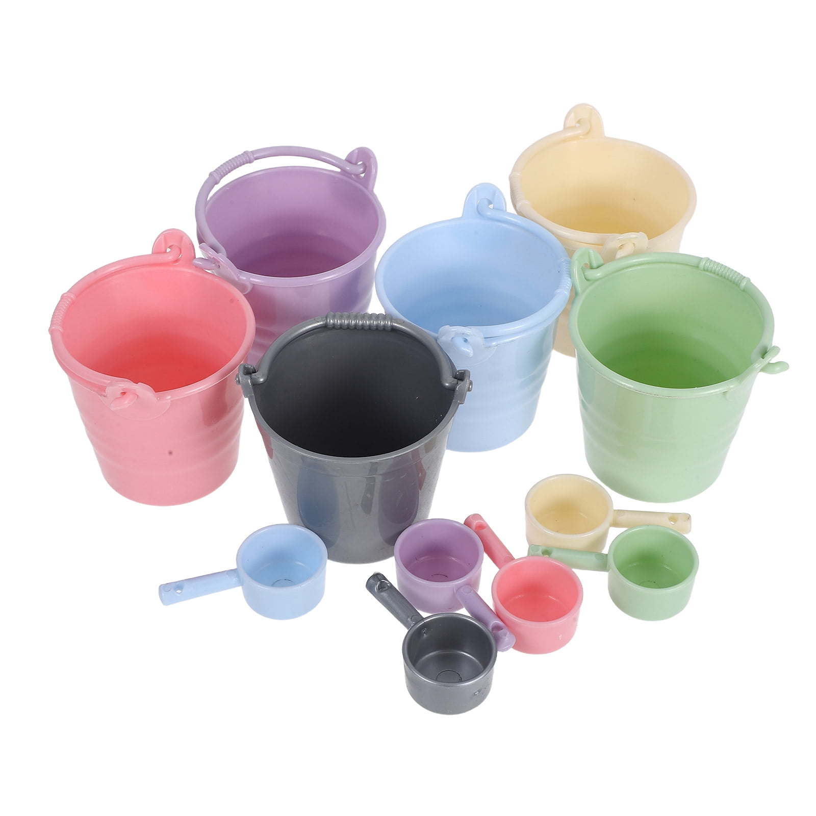 Worgeous 6 Sets Mini Plastic Beach Pail With Ladles Small Bucket ...