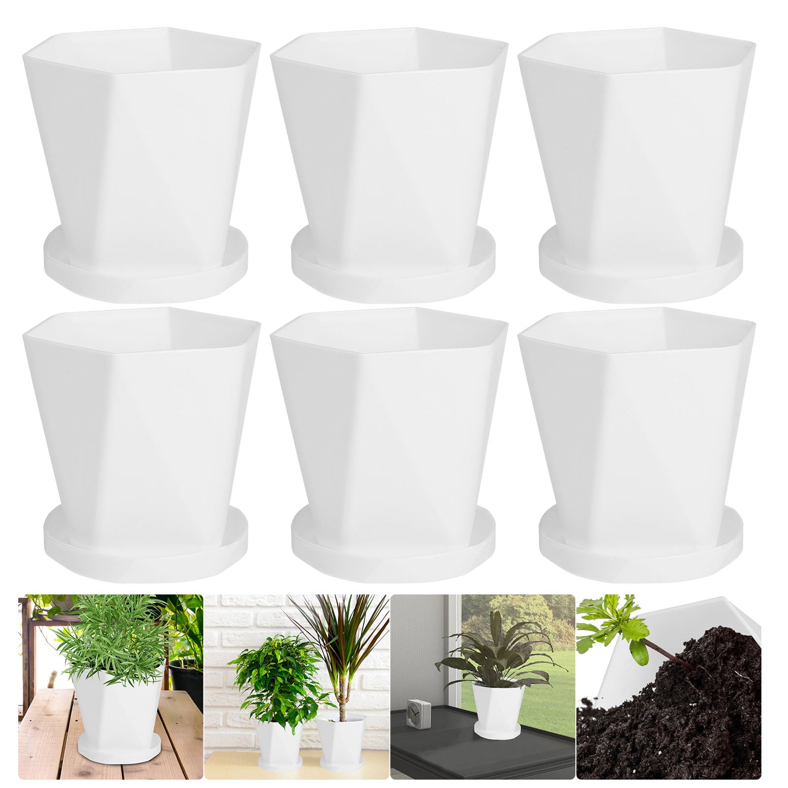 Worgeous Small Flower Pot Flower Pot with Holder White 6 Sets - Walmart.com