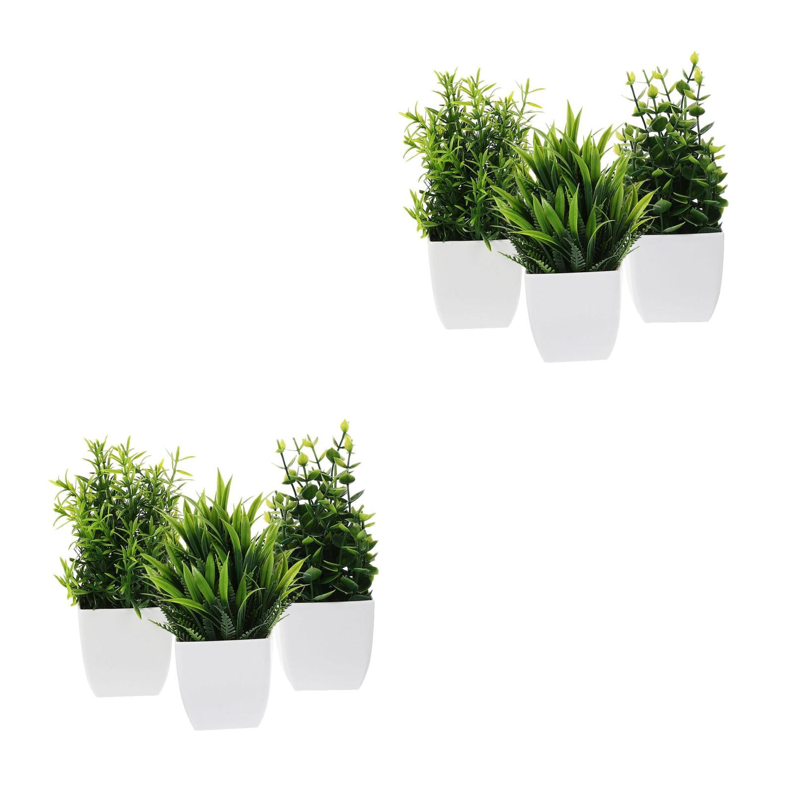 Worgeous 6 pcs Artificial Green Plants Small Fake Plants in Pots ...