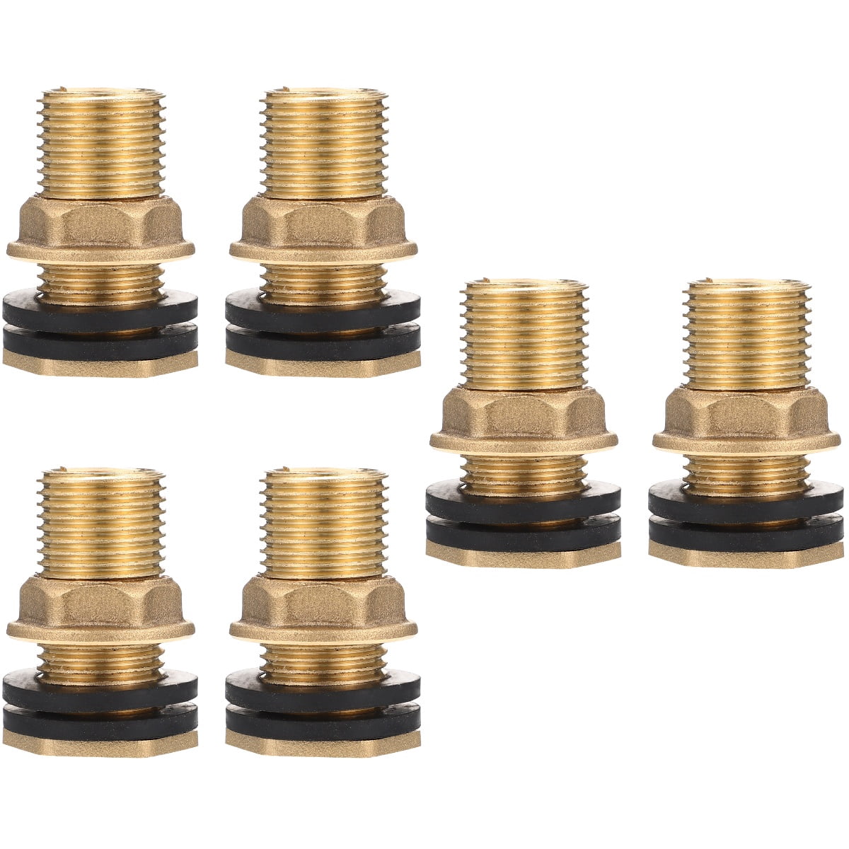 Worgeous 6 pcs Bulkhead Fitting Tank Adapter 3/ 8 Female 1/ 2 Male Tank ...