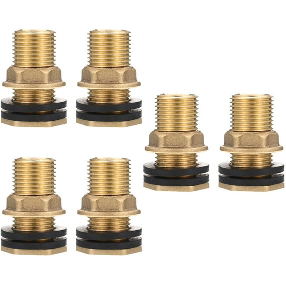 Worgeous 6 pcs Bulkhead Fitting Tank Adapter 3/ 8 Female 1/ 2 Male Tank ...