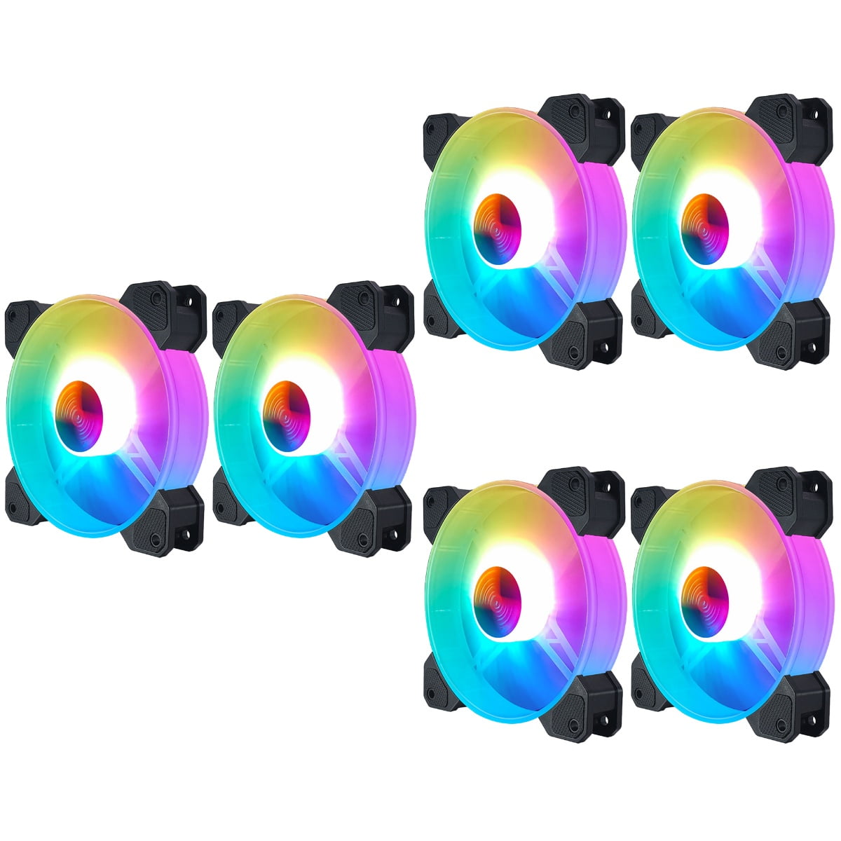 Worgeous 6 pcs Desktop Computer RGB Fans Silent Computer Cooling Fans ...