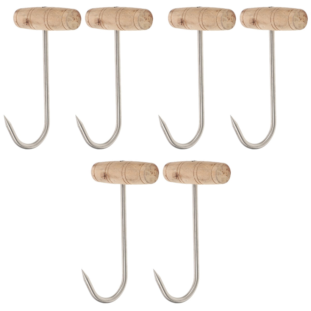 Worgeous 6 pcs T-Handle Bacon Meat Boning Hook Stainless Steel T Hooks ...