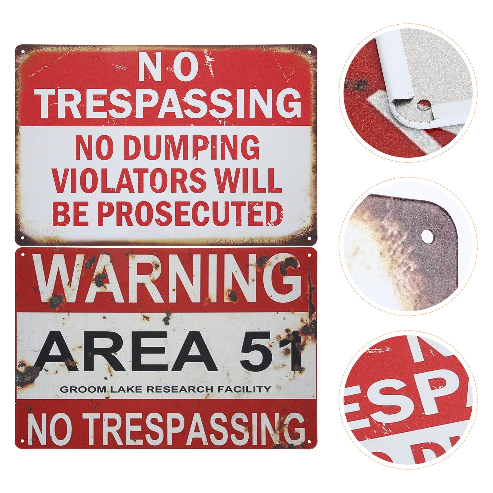 Worgeous 6 pcs Tin Signs No Trespassing Signs Property Private Warning ...